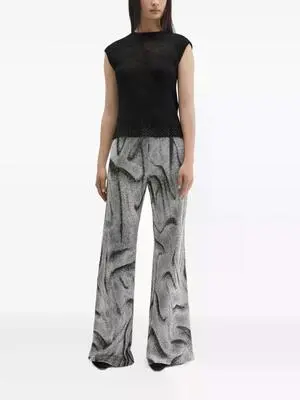 MARGHERITA MACCAPANI Swirl-print Flared Trousers - Black