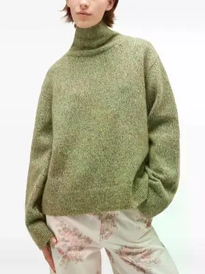 GANNI Brushed Pullover With Open Back - Green