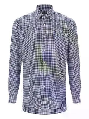 BARBA NAPOLI Gingham-pattern Cotton Shirt - Blue