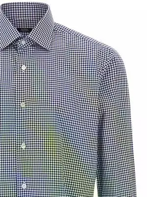 BARBA NAPOLI Gingham-pattern Cotton Shirt - Blue