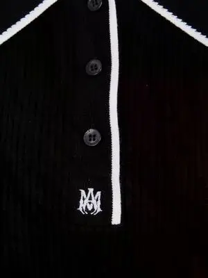 Amiri Embroidered Ribbed-knit Polo Top