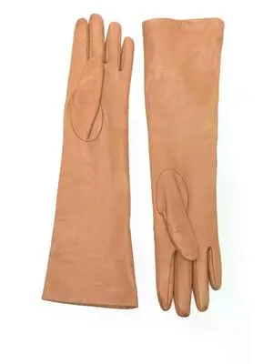 Max Mara Lambskin Leather Gloves - Brown