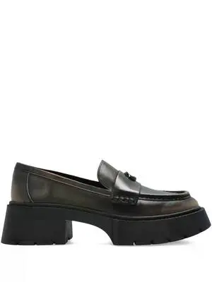 COACH Logo-plaque Leather Loafers - Black
