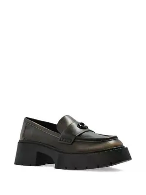 COACH Logo-plaque Leather Loafers - Black