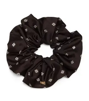 Sandro Sandro Paris Satin Scarf Print Scrunchie Beige