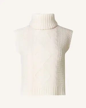 Perfect Moment Sleeveless Turtleneck Cable Knit Sweater - Cream