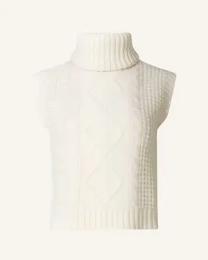 Perfect Moment Sleeveless Turtleneck Cable Knit Sweater - Cream
