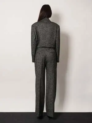 Dolce & Gabbana Striped Wool Blend Tailored Trousers