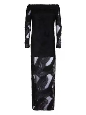 GENNY Wave-textured Off-shoulder Dress