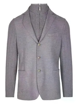 Eleventy Ribbed-sleeve Buttoned Blazer