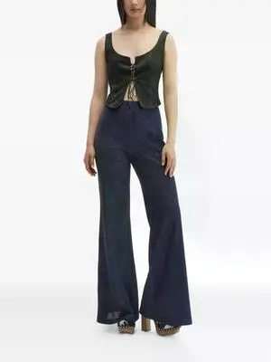 MARGHERITA MACCAPANI Flared Trousers With Glitter Embellishments - Blue
