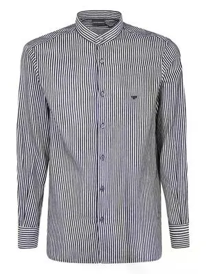 Emporio Armani Striped Mandarin-collar Shirt - Blue