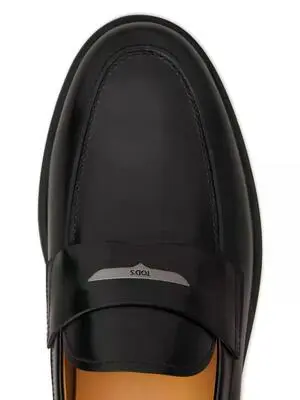 TOD'S Leather Penny Loafers - Black