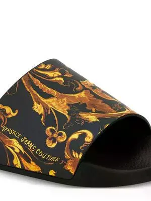 Versace Baroque-print Slides - Black