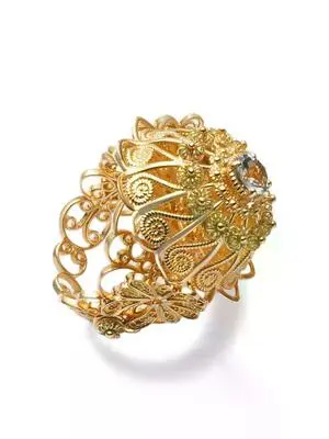 Dolce & Gabbana 18k Yellow Filigree Aquamarine Ring - Gold