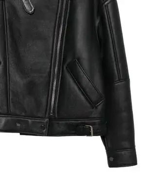 MANOKHI Shearling-collared Leather Jacket
