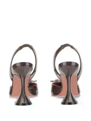 Amina Muaddi Begum Embellished Patent Leather Pumps - Brown