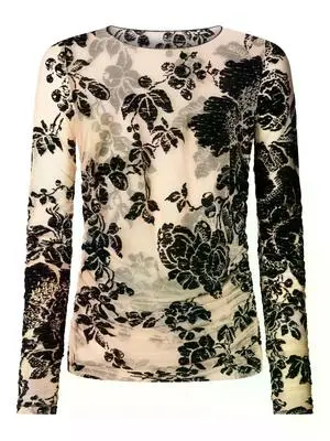 Pinko Floral-velvet Mesh Top