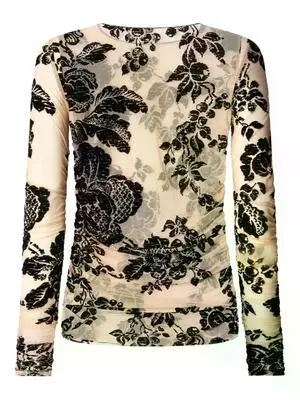 Pinko Floral-velvet Mesh Top