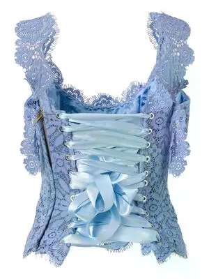 MOOS STUDIO Lace-trimmed Corset Top - Blue