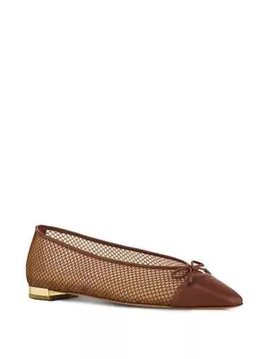 AQUAZZURA Gioia Mesh-panelled Flats - Brown