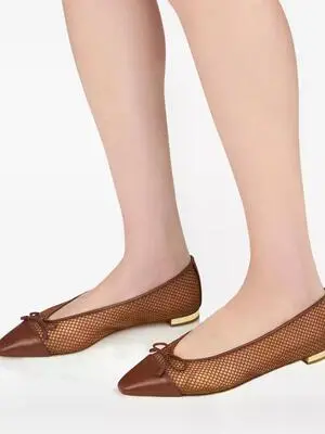 AQUAZZURA Gioia Mesh-panelled Flats - Brown