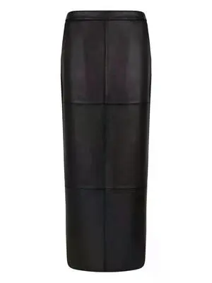 P.a.r.o.s.h Leather Panelled Straight Skirt - Brown