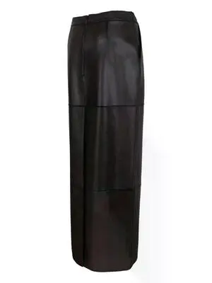 P.a.r.o.s.h Leather Panelled Straight Skirt - Brown