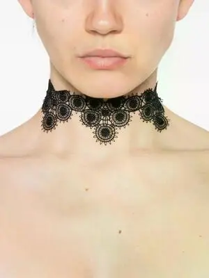 MANOKHI Lace Embellishment Choker Necklace - Black