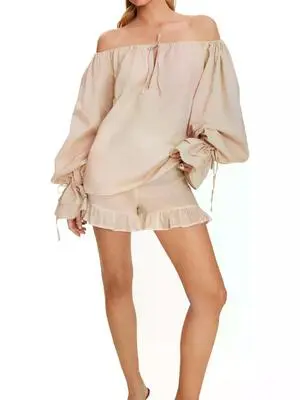 Sleeper Cha-cha Ruffled Shorts - Neutrals