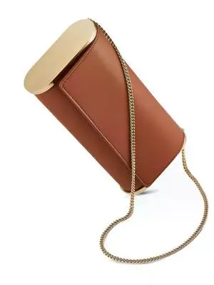 AQUAZZURA Leather Shoulder Bag With Metallic Top - Brown