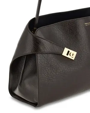 FERRAGAMO Hug Leather Shoulder Bag - Testa Di Moro