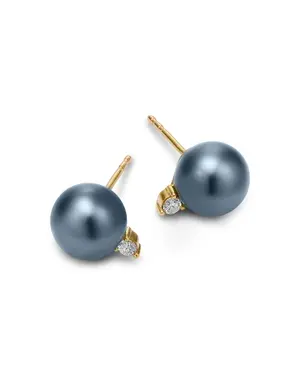 Bloomingdale'S Diamond And Cultured Tahitian Pearl Earrings - Black