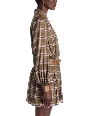 Ramy Brook Jim Belted Plaid Dress