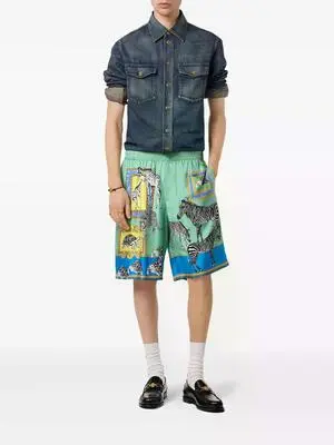 Versace Animal-print Silk Shorts