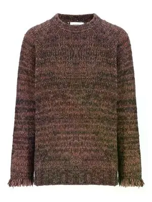 LANEUS Fringed Crew-neck Sweater