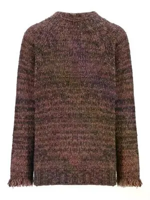 LANEUS Fringed Crew-neck Sweater