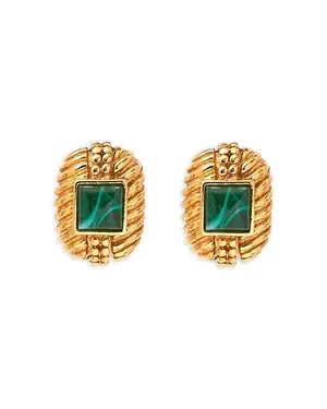 BEN-AMUN Textured Clip On Stud Earrings - Gold