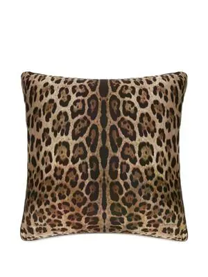 Dolce & Gabbana Leopard-print Silk Cushion - Brown