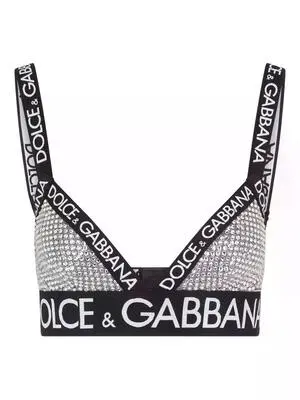 Dolce & Gabbana Crystal Mesh Triangle Bra - Silver