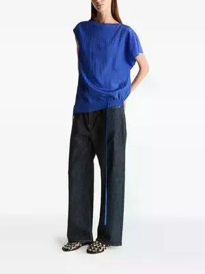 LEE MATHEWS Asymmetric Blouse With Drawstring Detail - Blue