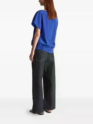 LEE MATHEWS Asymmetric Blouse With Drawstring Detail - Blue