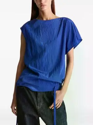 LEE MATHEWS Asymmetric Blouse With Drawstring Detail - Blue