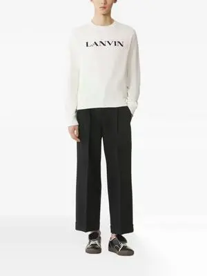 LANVIN Logo-embroidered Cotton Sweatshirt - White