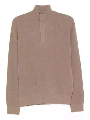 Canali High-neck Half-zip Sweater - Neutrals