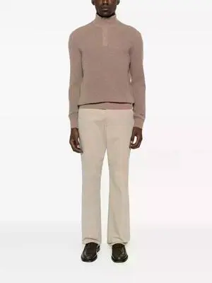Canali High-neck Half-zip Sweater - Neutrals