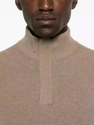 Canali High-neck Half-zip Sweater - Neutrals