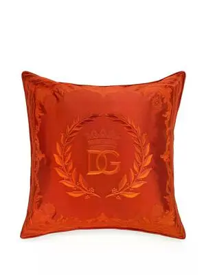 Dolce & Gabbana Crown-emblem Embroidered Cushion - Orange