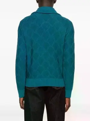Canali Diamond-pattern Zip-neck Sweater