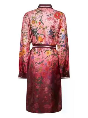 Gucci Floral-print Belted Shirt Dress